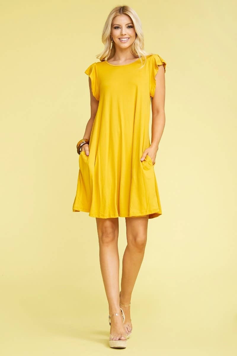 Mustard Princess Seam Dress with Ruffle Sleeve - NINEXIS | The Quirky ... Mustard Princess Seam Dress with Ruffle Sleeve - NINEXIS | The Quirky ...